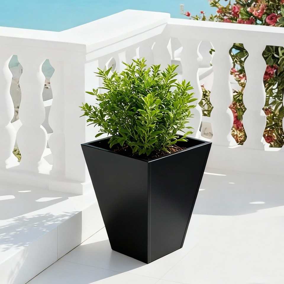 Heavy Duty Planter Box for Outdoor Plants Tall Metal Planter Box Black ...