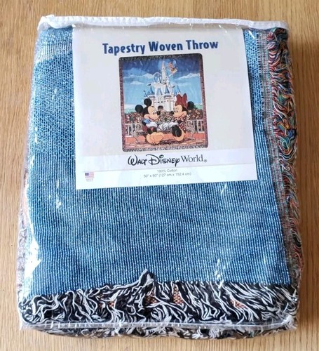 Walt Disney World Tapestry Woven Throw Blanket Mickey Minnie Castle 50 ...