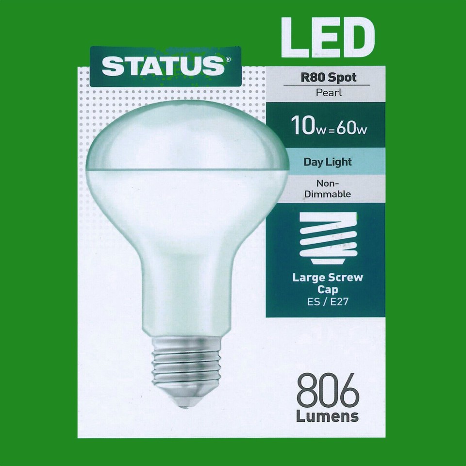 2x 10W (=60W) R80 LED Pearl Reflector Spot Light Bulbs E27 6500K ...