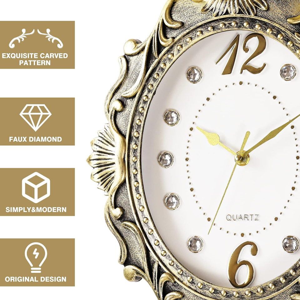 ® 14 Inch Oval Rustic Wall Clock, Wall Clocks Battery Operated, Country ...