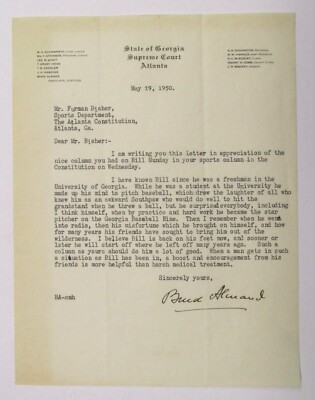 Bond Almand Signed Letter {Bill Munday Wrong-Way Reigels Sportcaster ...
