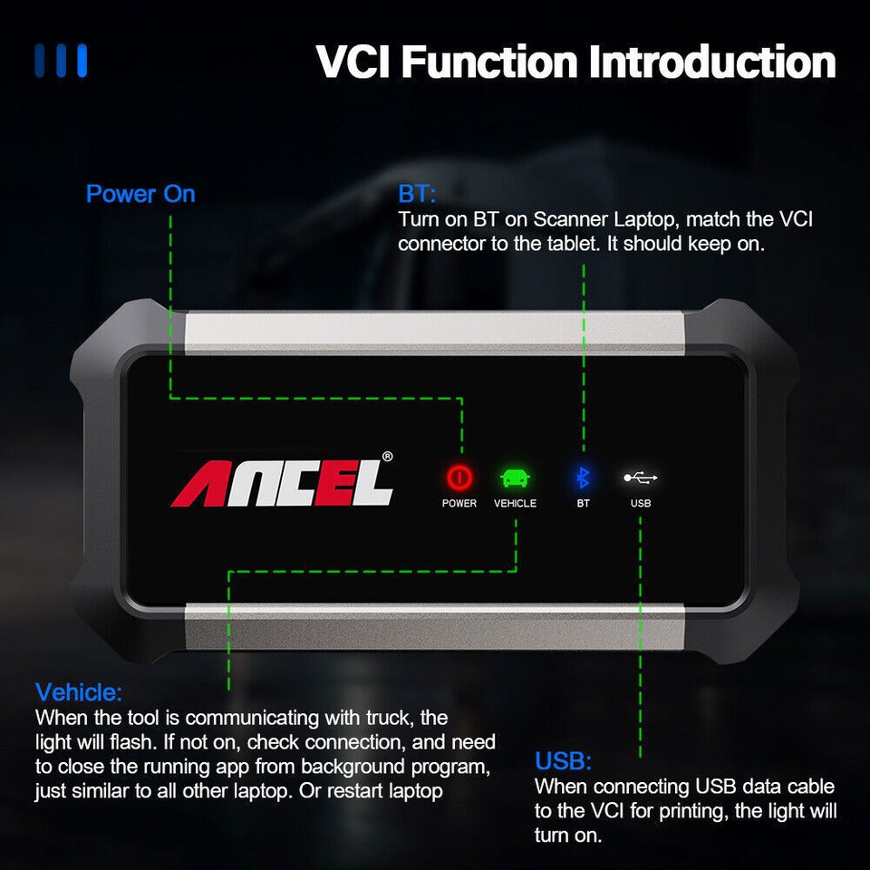 ANCEL X7HD 10'' Heavy Duty Truck Scanner Semi Trucks Full System ...