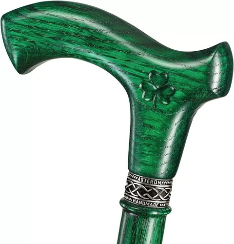 Custom Irish Walking Cane for Men Women - Carved Shamrock - Oak Wood ...