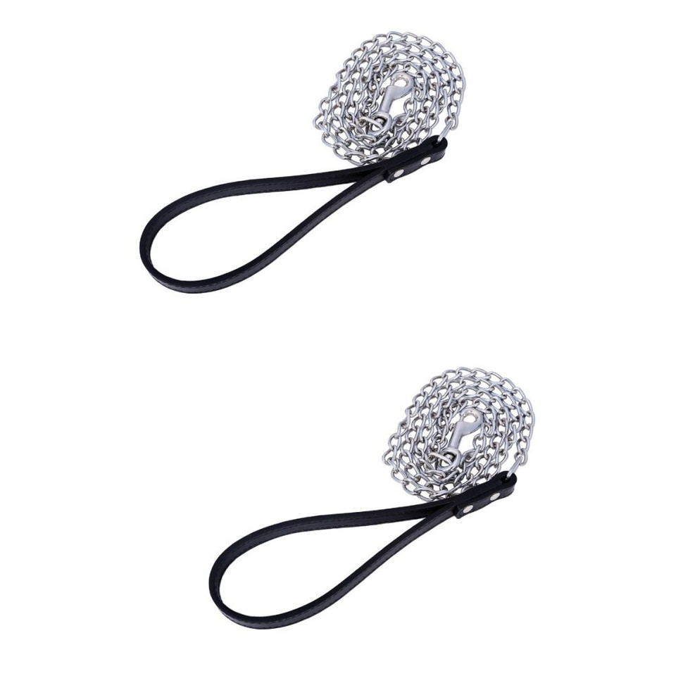 2pcs 120CM Metal Pet Dog Cat Puppy Safety Leash Lead with PU Handle ...