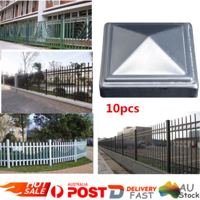 10PCS 100mm Square Post Tube End Cap Galvanised Iron Cover Fence Post ...