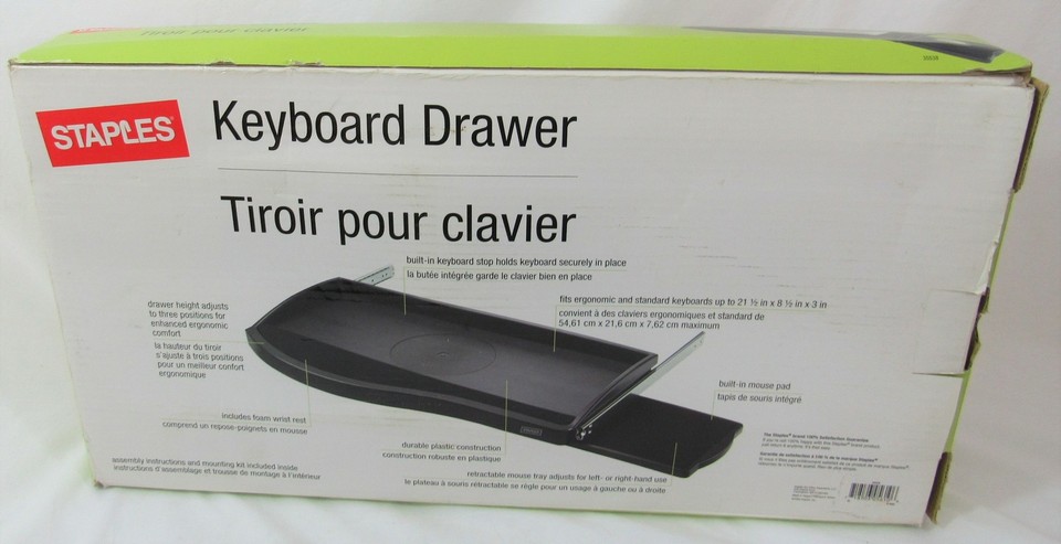 Staples Keyboard Drawer Built-In Mouse Pad Black 30in x 31 cm 76cm x 31 ...