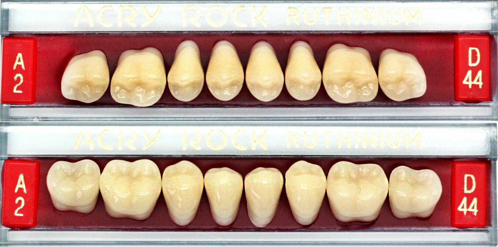 Acrylic Dental Lab Teeth Ruthinium Acryrock Teeth A2 Size 54 Full mouth ...