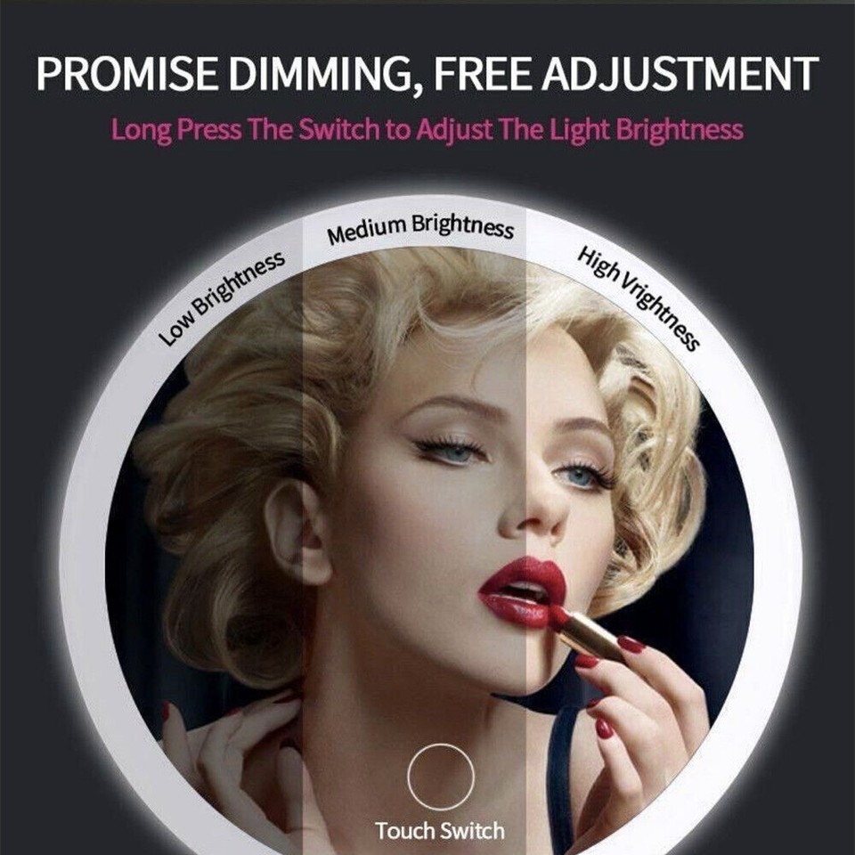 Magnifying Mirror LED Lights Make Up Shaving Bathroom Cosmetic Vanity ...