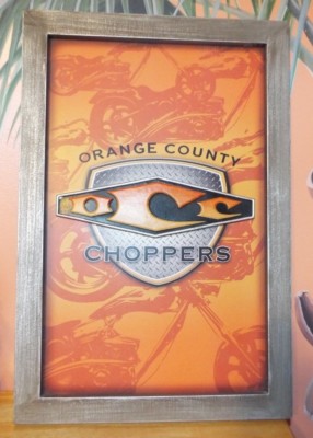 OCC Orange County Choppers 3-D LOGO Wall Sign Plaque. Wood Frame 19" x ...