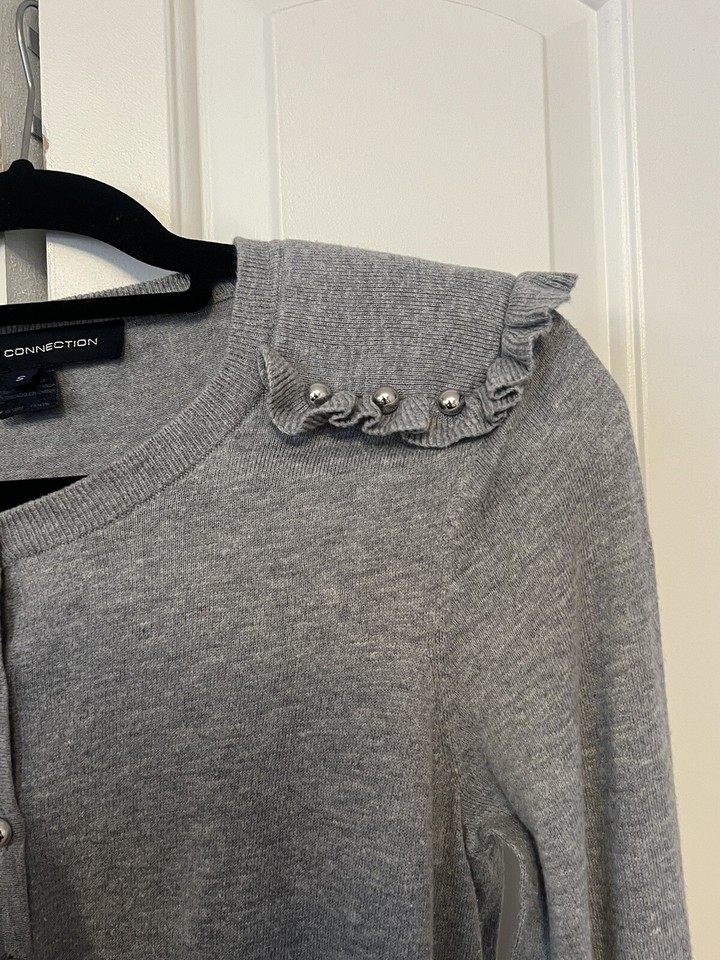 FRENCH CONNECTION Grey Button Down Light Cardigan Sweater (S) | eBay