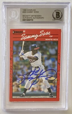 SAMMY SOSA SIGNED RC 1990 DONRUSS #489 ROOKIE WHITE SOX BECKETT ...