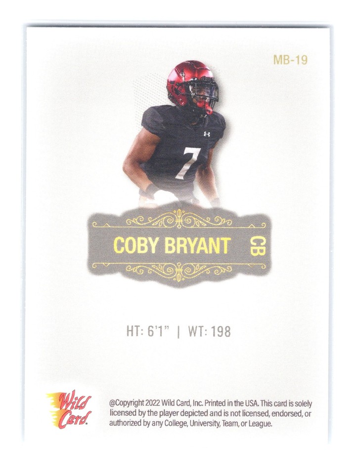 2022 Wild Card Matte Football #MB-19 Coby Bryant Silver Cincinnati ...