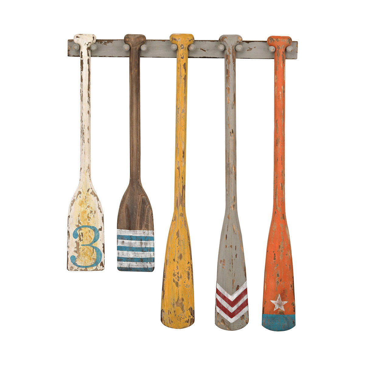 Nautical Wood Boat Oar Set Wall Art Paddle Decor Vintage Style Coastal ...