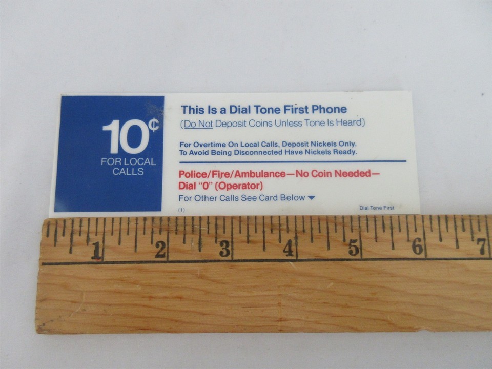 Payphone 10 Cent plastic Placard upper phone sign | eBay