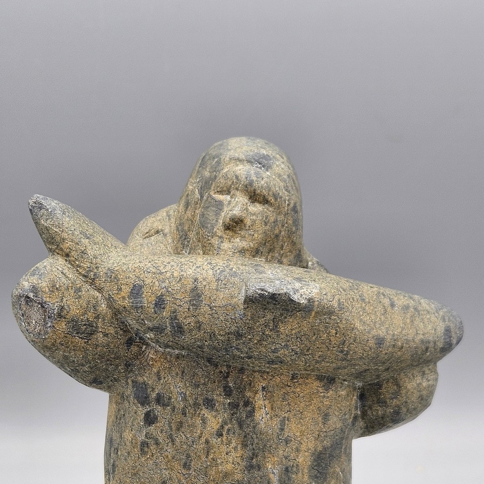 Inuit Stone Sculpture Hunter with Seal on Lucite Base | eBay