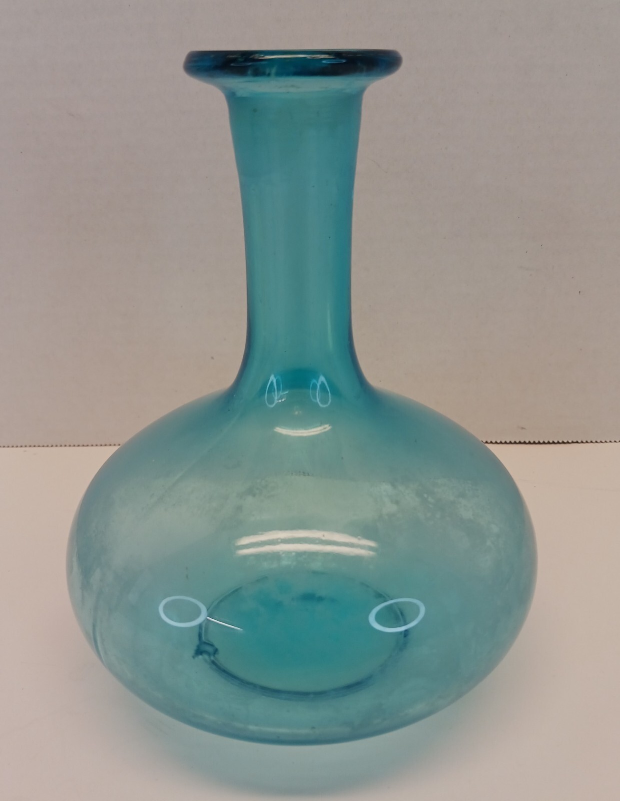 Vintage Blue Glass Flask Vase Decanter Decorative 24 oz. Capacity 6.25 ...