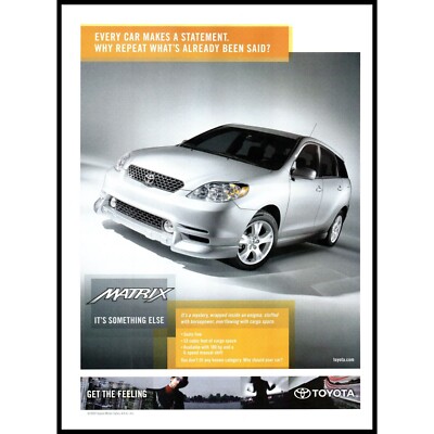 2003 Toyota Matrix 4 Door Hatchback Vintage Print Ad Compact Car Wall ...
