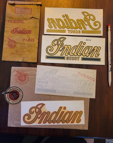 NOS Indian Scout Motorcycle Decals and Factory Envelope | eBay