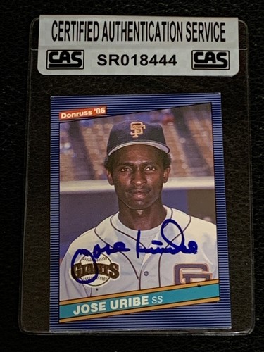 JOSE URIBE 1986 DONRUSS SIGNED AUTOGRAPHED CARD #236 SF GIANTS CAS ...