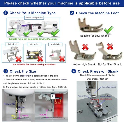 14pcs Presser Feet Set with Snap On Low Shank Adapter Universal Presser ...