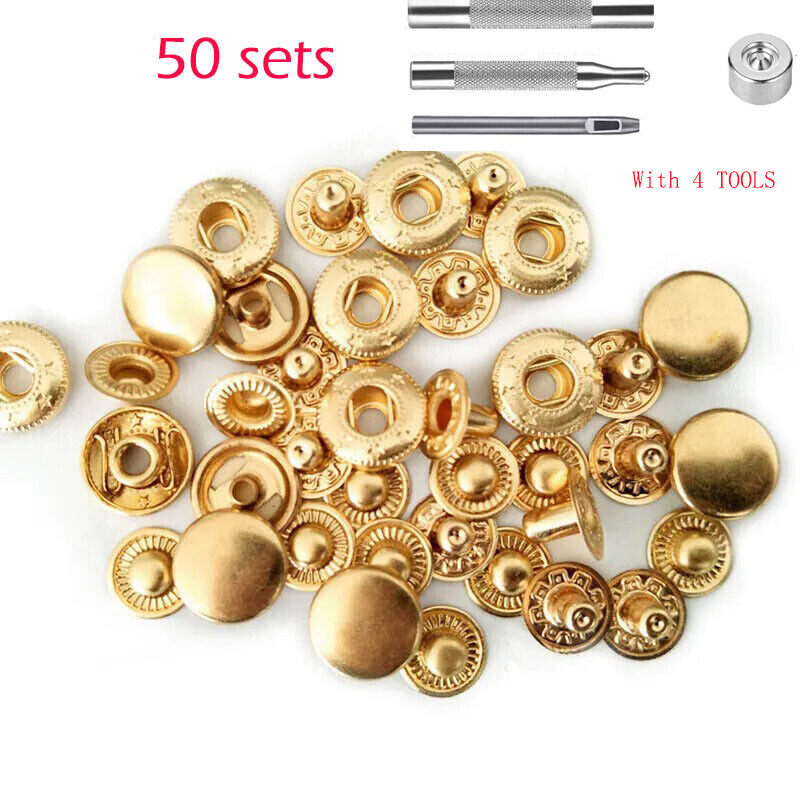 Snap Fasteners Heavy Duty Buttons 10/12/15mm Metal Press Studs Poppers ...