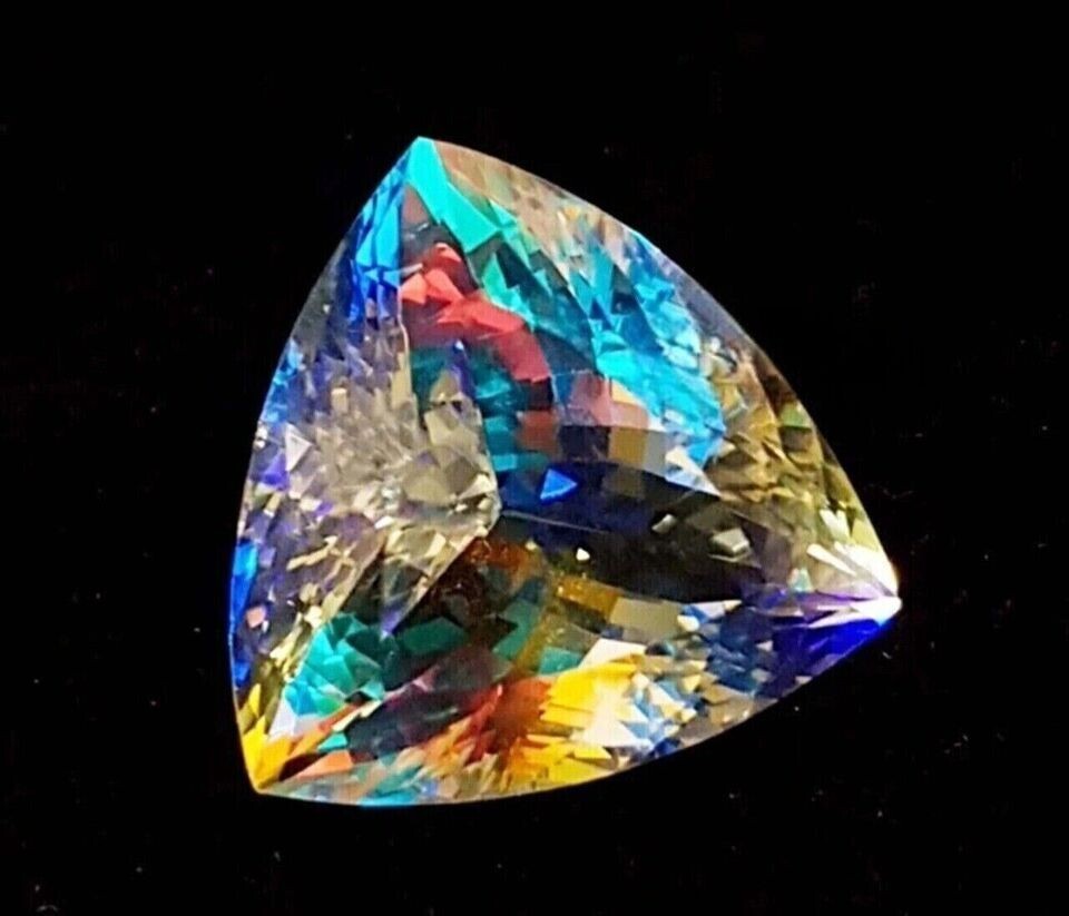 71 Ct+ Natural Mystic Topaz Rainbow Color Trillion Certified Loose ...