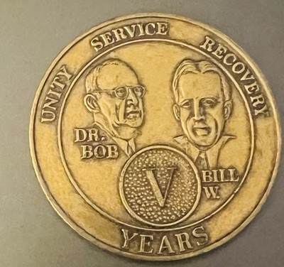 V Five 5 AA Alcoholics Anonymous Medallion Chip Coin Original Design ...