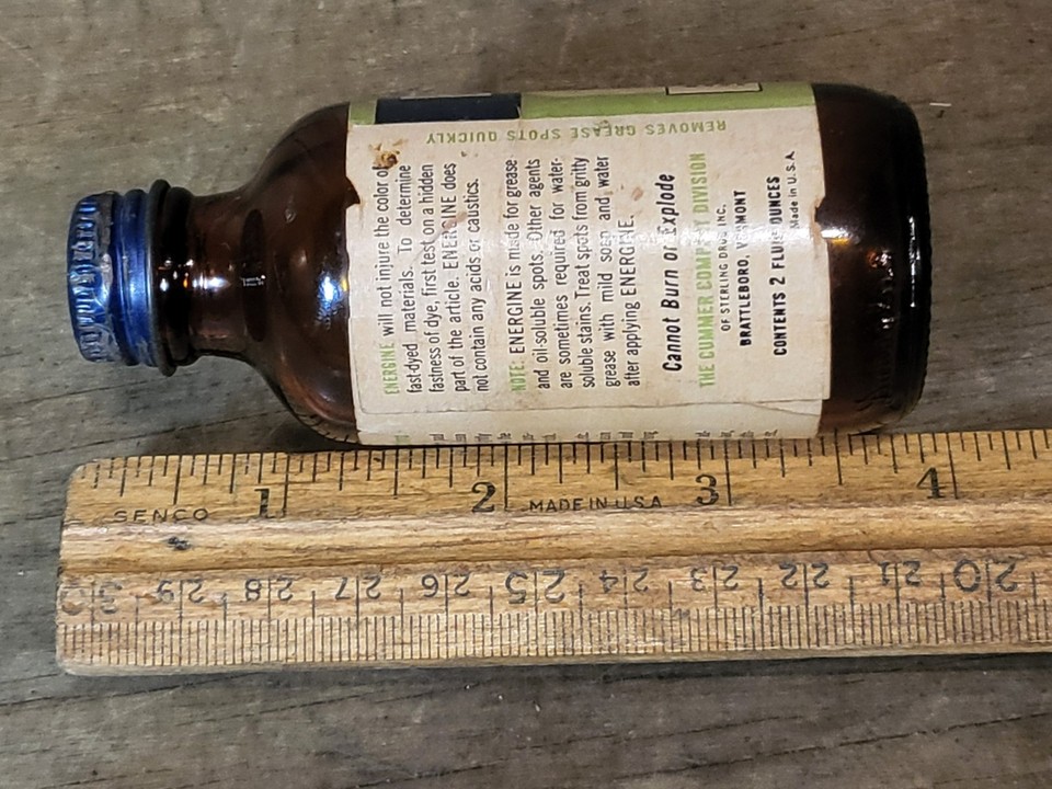 Vintage Empty Energine Fireproof Cleaning Fluid Amber Bottle 2oz | eBay