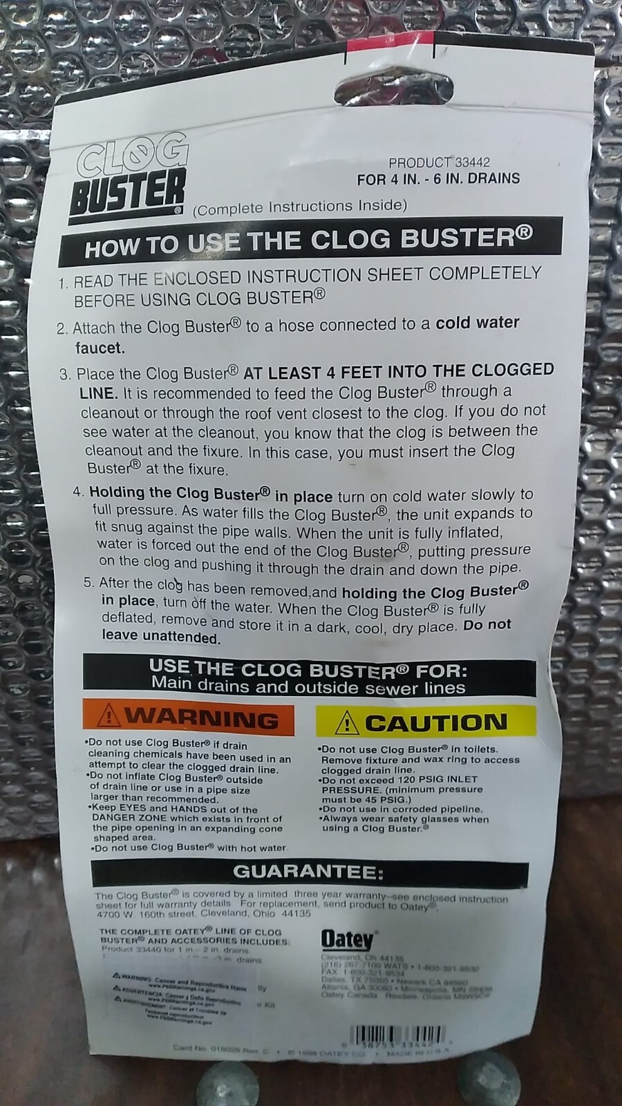 Oatey Clog-Buster Gel/Tool Drain Cleaner 4 to 6 in. Nominal for Sinks ...