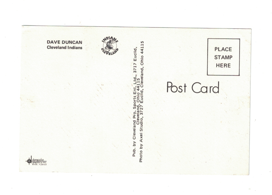 Dave Duncan Cleveland Indians Signed Team Issue Postcard W/Our COA | eBay