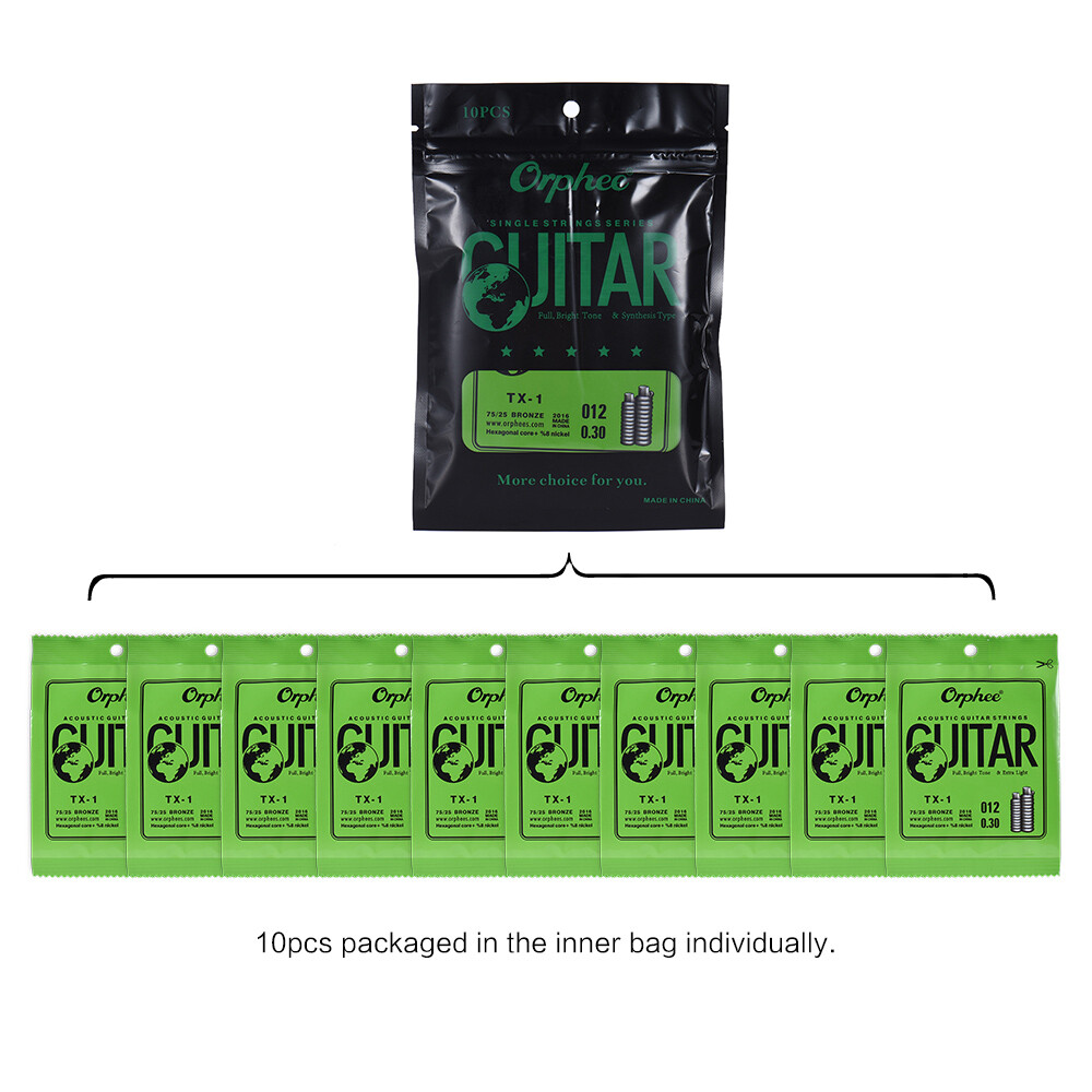 Orphee Single String for Acoustic Folk Guitar 1st E-String (.012) 10 ...