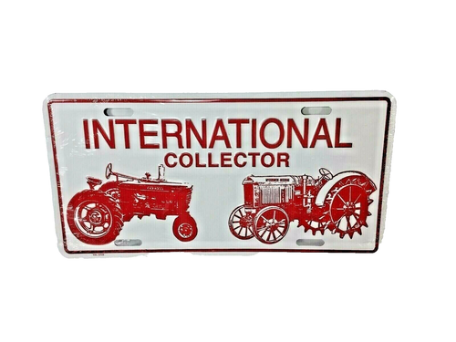 NEW, NOVELTY INTERNATIONAL RED TRACTOR COLLECTOR, METAL LICENSE PLATE ...