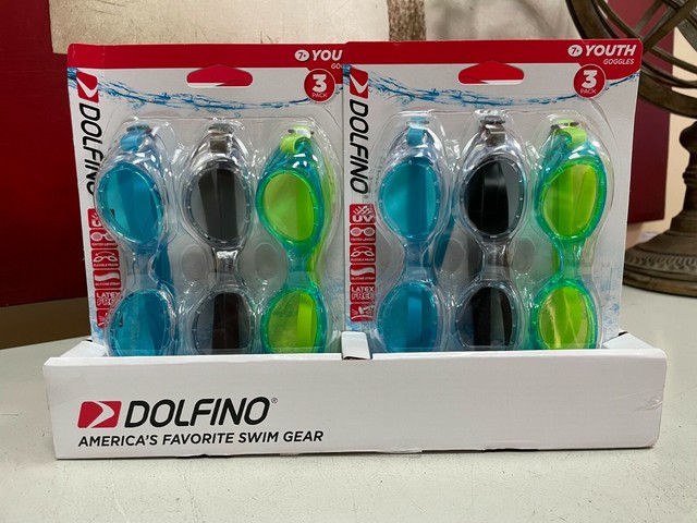 Dolfino Youth Latex Swim Goggles With Silicone Strap and UV Protection ...