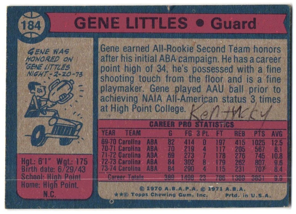 1974-75 Topps Basketball #184 Gene Littles - Ex | eBay