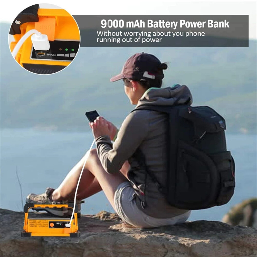 Solar Power Work Light Rechargeable LED Flashlight Camping Tent Light ...