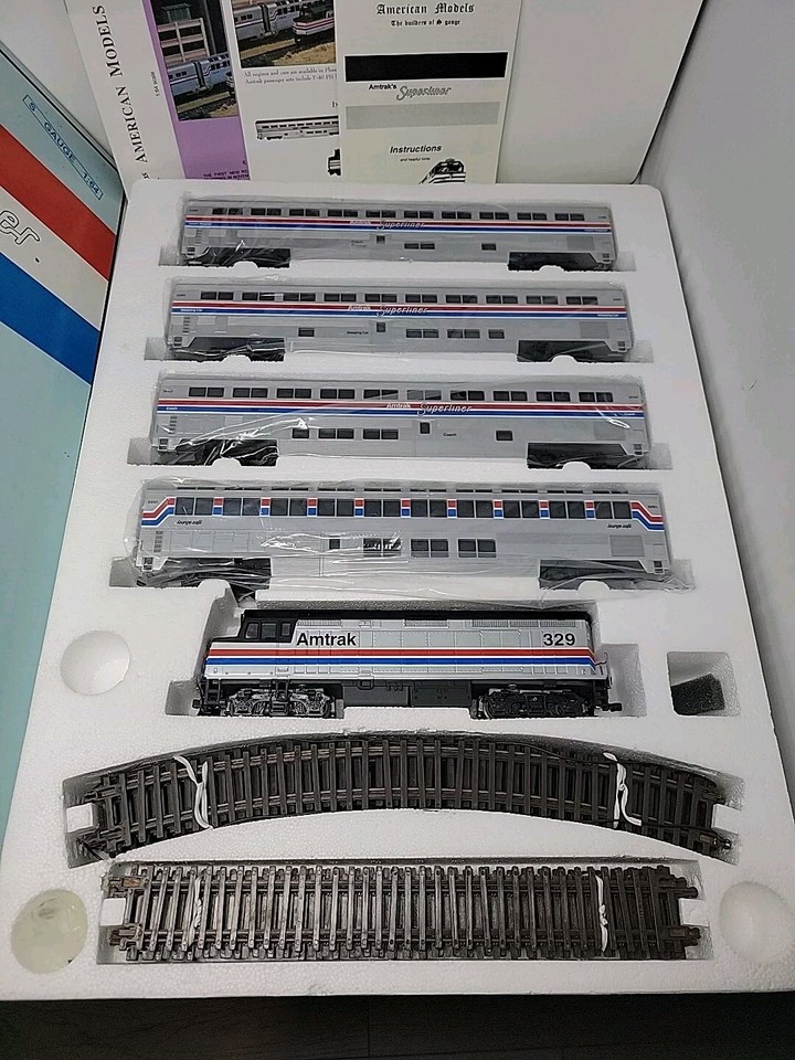 American Models Amtrak Superliner S Gauge Train Set Phase II SLBS LNIB ...