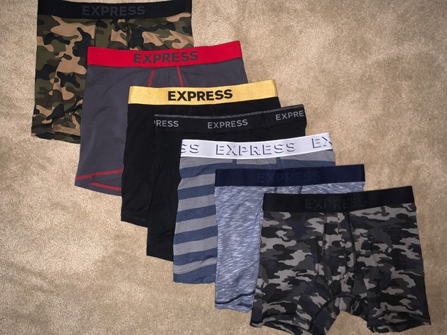 NEW EXPRESS $140 LOT OF 7 EXPRESS MENS BOXER BRIEFS SZ S SMALL Gray Red ...