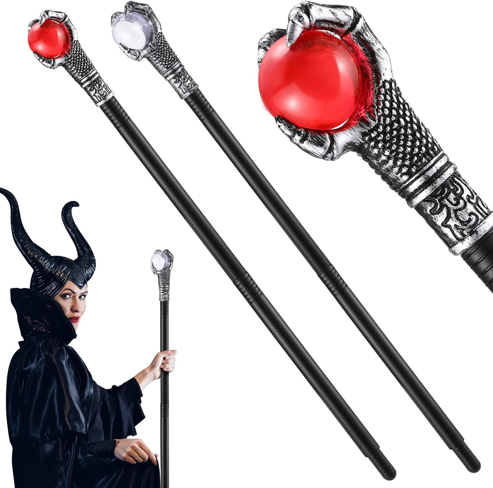 2 Pcs Halloween Fire Dragon Claw Cane Orb Dragon Staff Orb Decor Prop ...