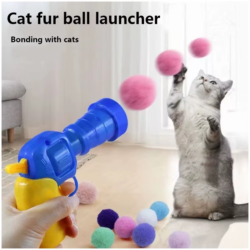 New Cat Toys Cat Stick Hairball Gun Bullet Gun Indoor Kitten Self ...