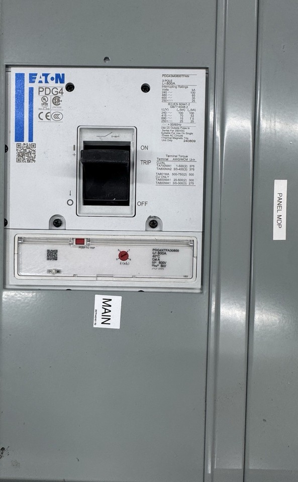 NEW SURPLUS EATON 800A MAIN BREAKER PRL4 PANEL BOARD 480/277V 3PH 4W 36 ...