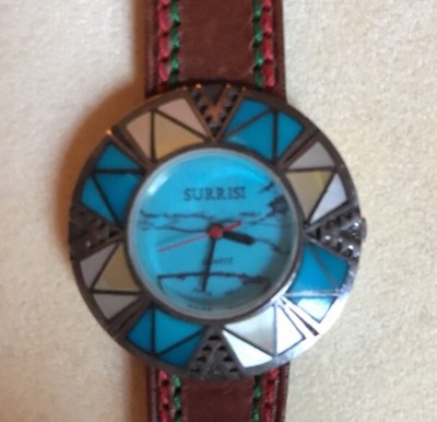 Stunning SURRISI Turquoise 925 SILVER 2000,LEATHER BAND,WOMEN'S WATCH ...