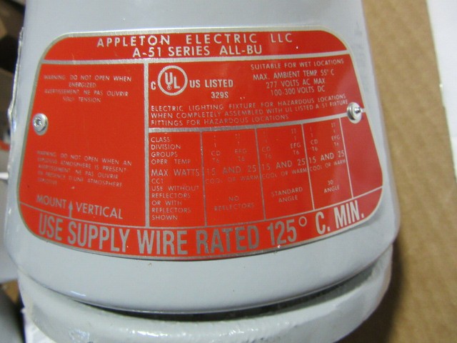 Emerson Appleton ALL2CBU Explosion Proof LED Fixture A-51 LED Series ...