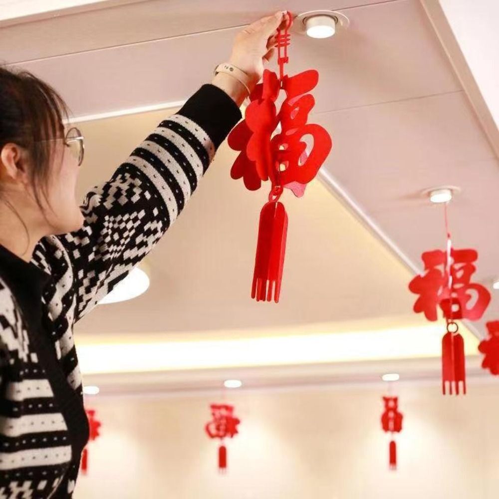 DIY FU Character Lantern Non-woven Fabrics Red Hanger Spring Festival ...