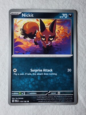 Nickit 119/182 - Paradox Rift - Common - Pokemon Card - MINT CONDITION ...