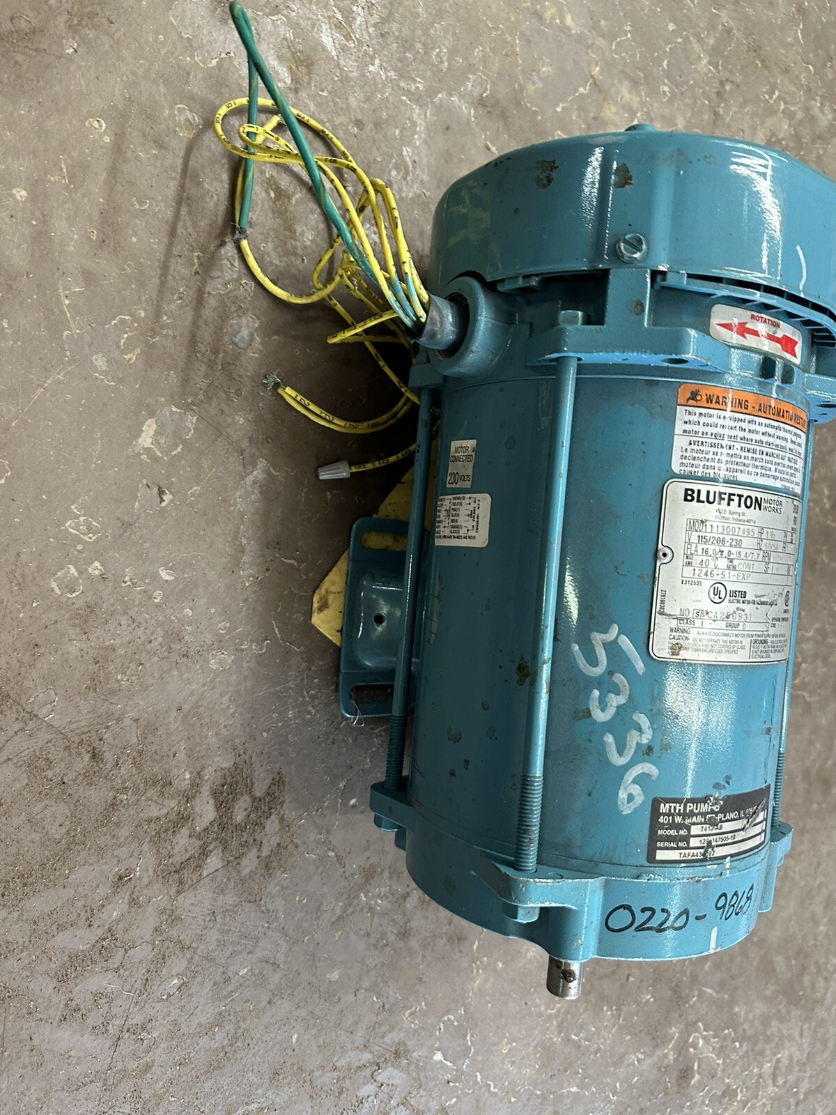 BLUFFTON PUMP MOTOR MOD 1113007495 1.5HP 115/208-230 PH1 TESTED | eBay