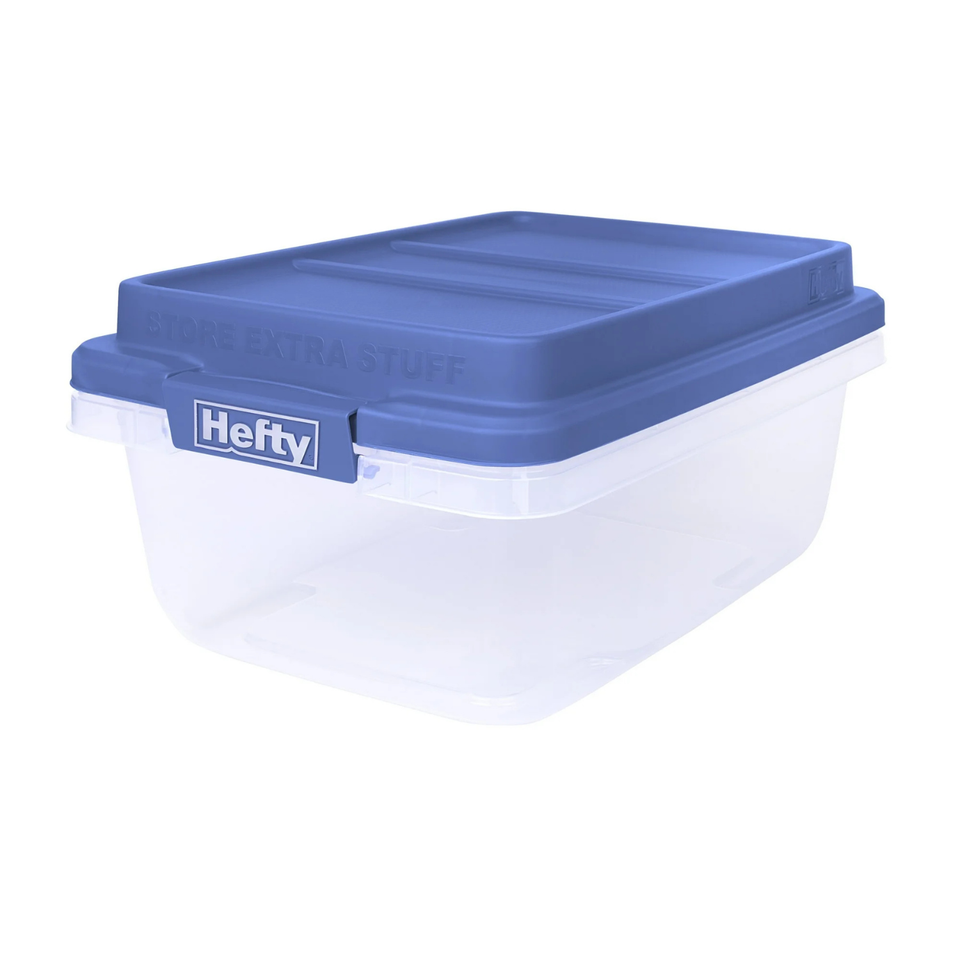 2pk Hefty 18 Quart Clear Plastic Latched Storage Bin with Blue HI-RISE ...