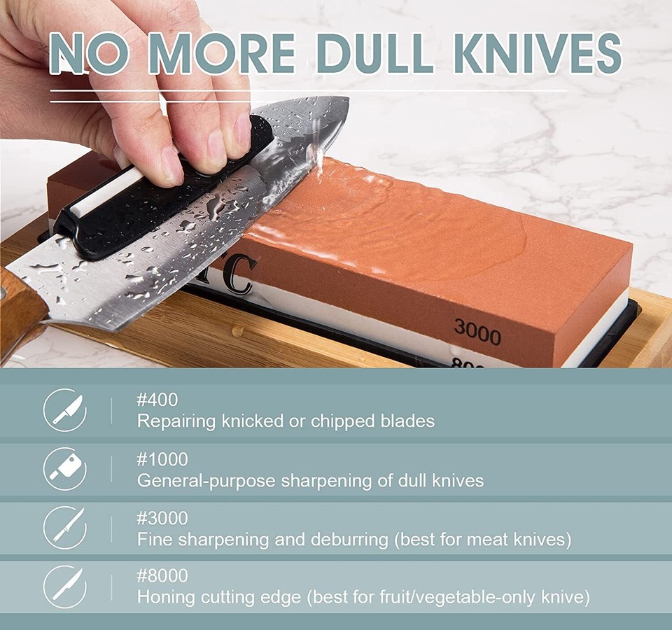 Knife Sharpening Stone Set Professional Whetstone 4 Side Grit 400/1000 ...