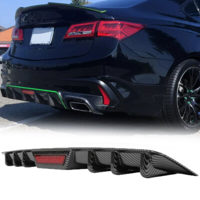 Carbon Fiber Style Rear Bumper Lip Diffuser w/ Light For Acura TL TLX ...