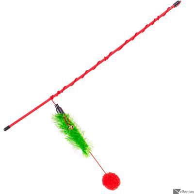Kitty Cat Holiday Jingle Furry Stand with Pom-Pom 43" Teaser Wand Toy ...