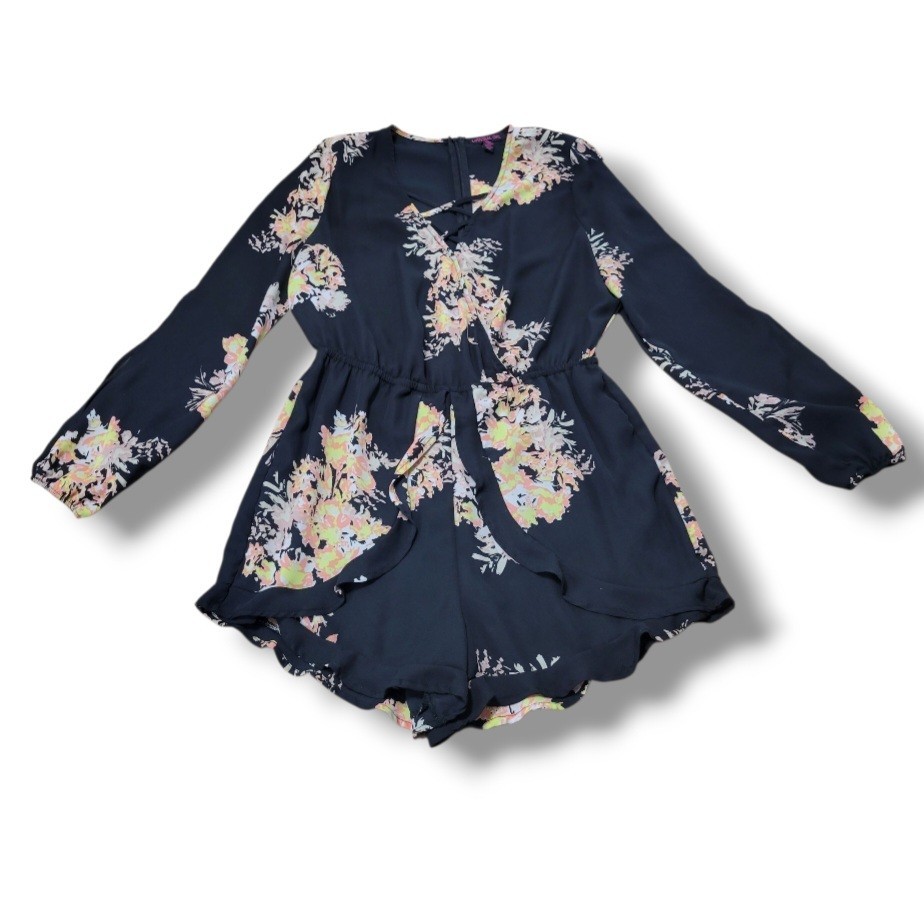 Material Girl Romper Size Large W30"xL3" Womens Romper Floral Boho Cold ...